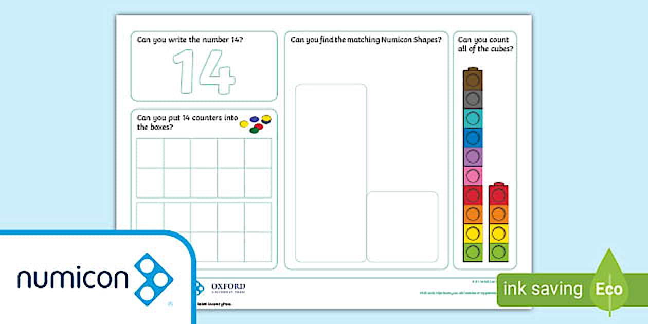 All About Number 14 Activity Mat with Numicon Shapes